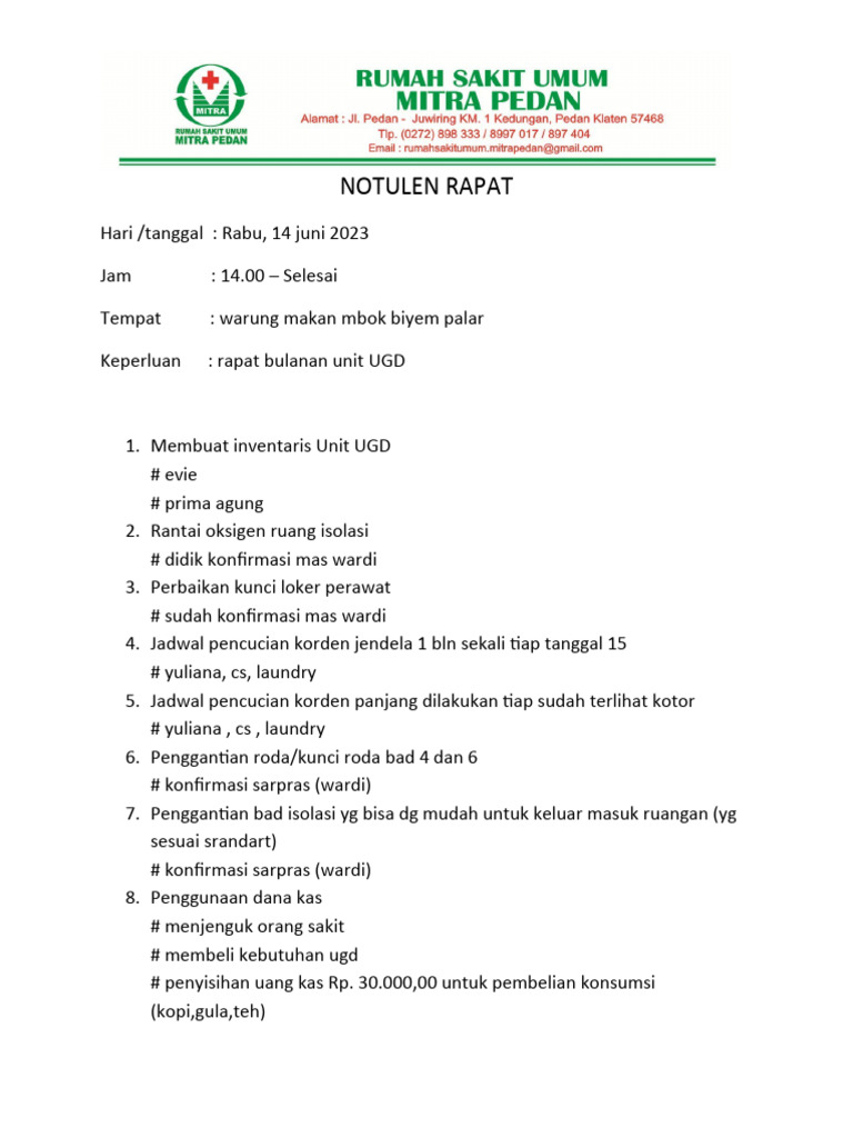 Notulen Rapat Bulan Juni | PDF