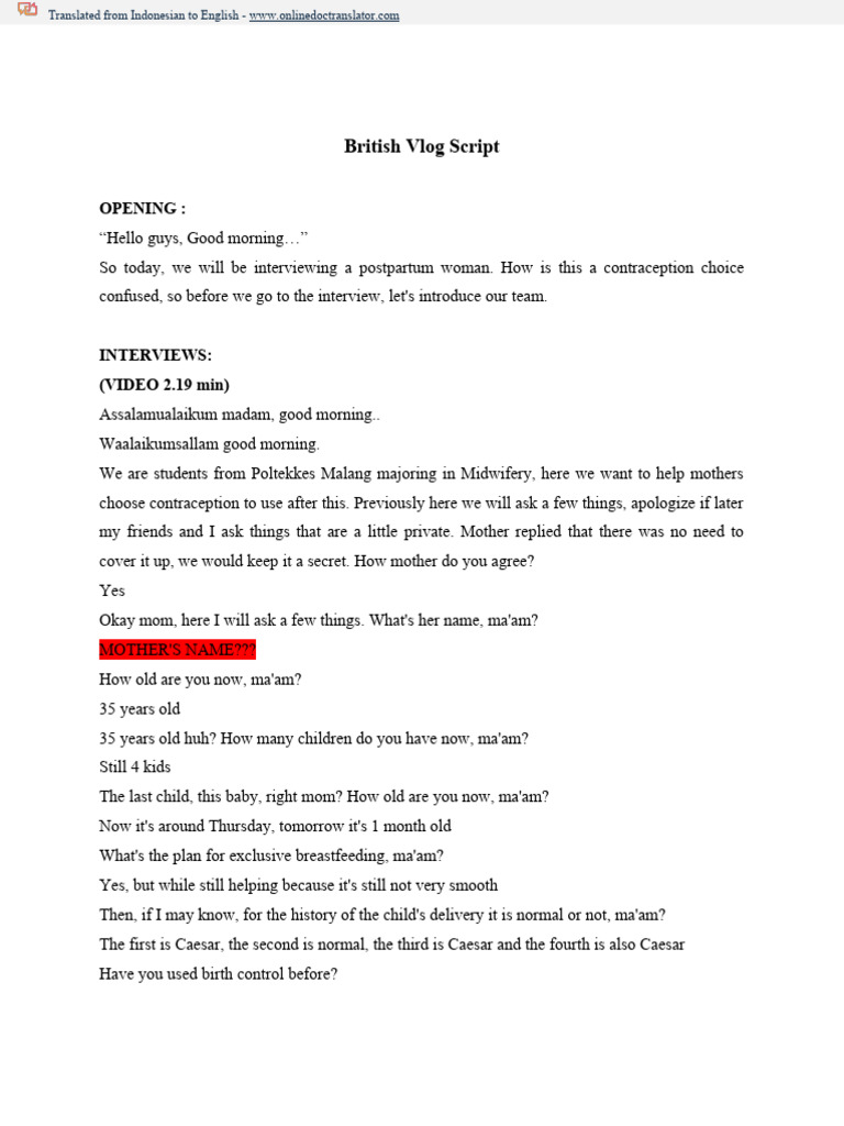 Skrip Vlog Inggris - Id.en | PDF | Birth Control | Menstruation