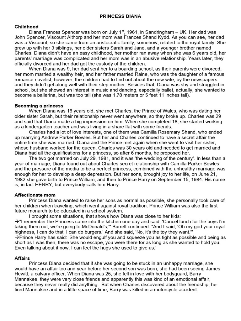 Princess Diana | PDF | Diana