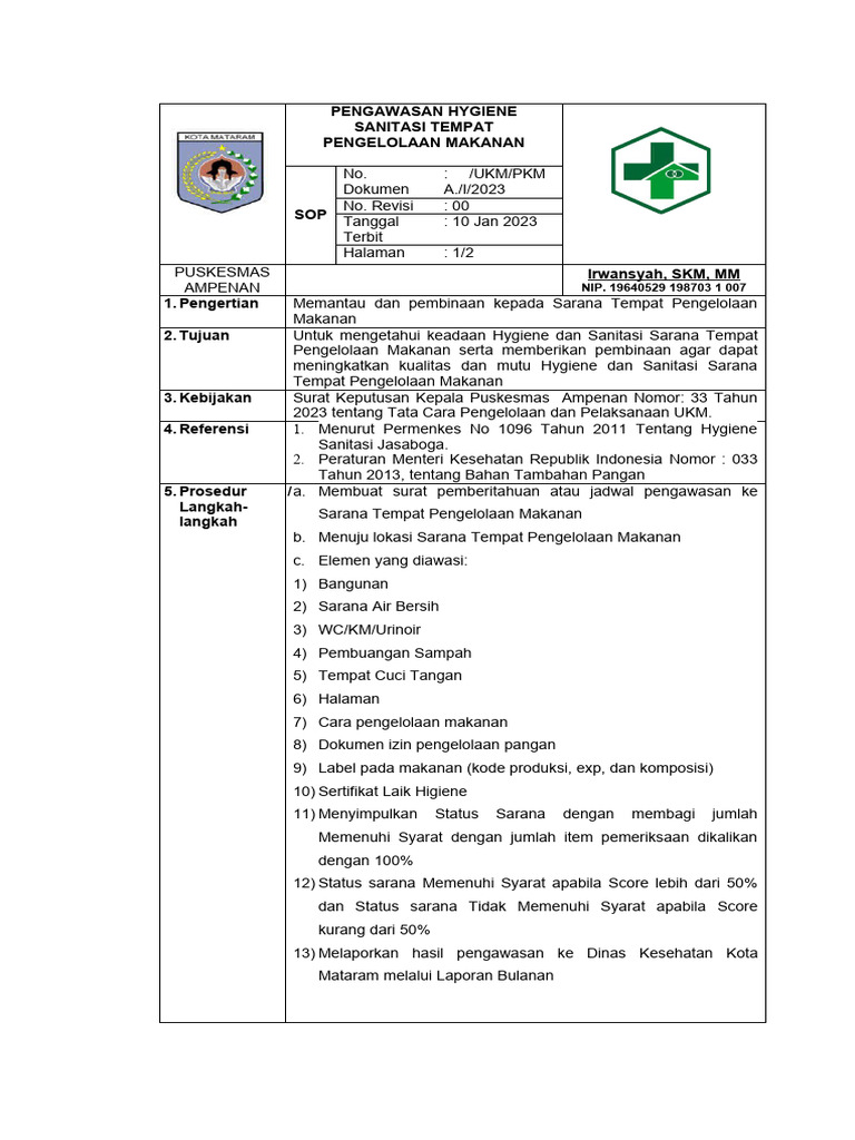 Sop Pengawasan TPM | PDF