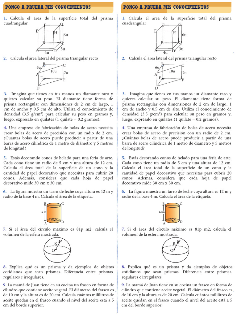 Examen Solidos Geometricos | PDF | Geometría euclidiana | Formas geométricas