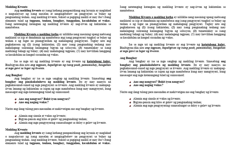 Notes Maikling-Kwento | PDF