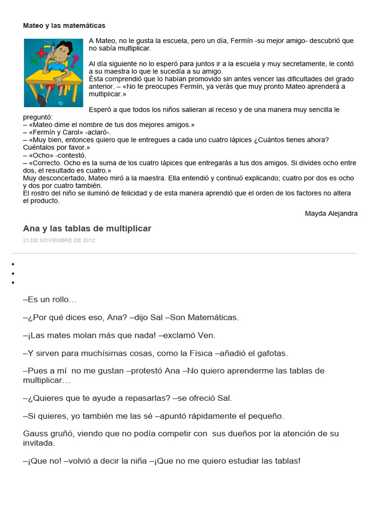 Mateo y Las Matemáticas | PDF