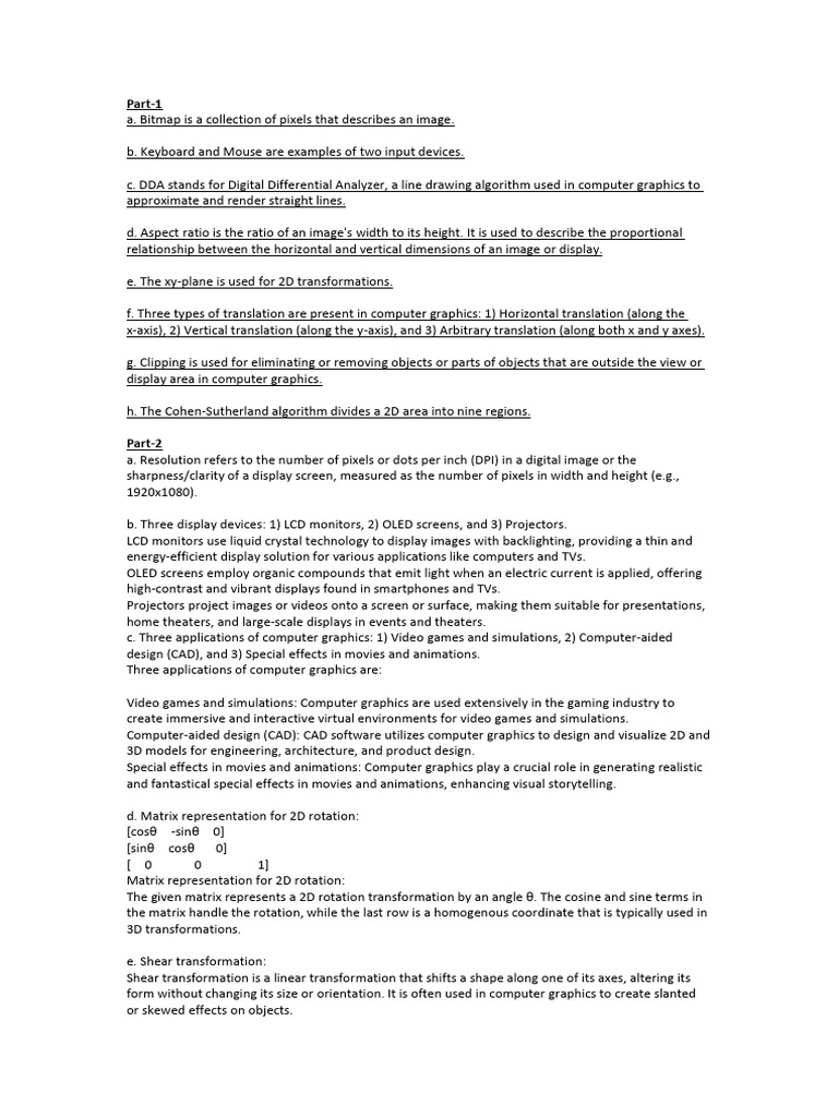 Answer | PDF | 3 D Computer Graphics | 2 D Computer Graphics