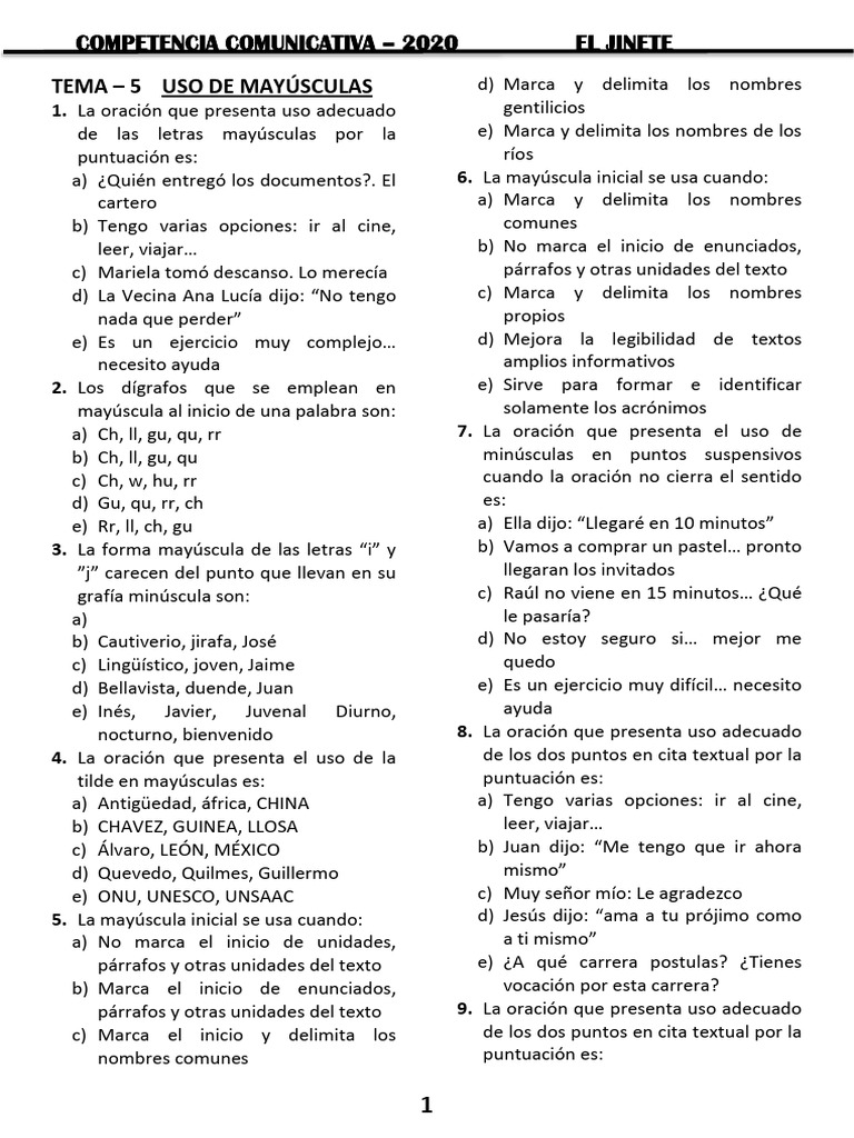 Uso Correcto de Mayúsculas en Español | PDF | Caso de carta ...