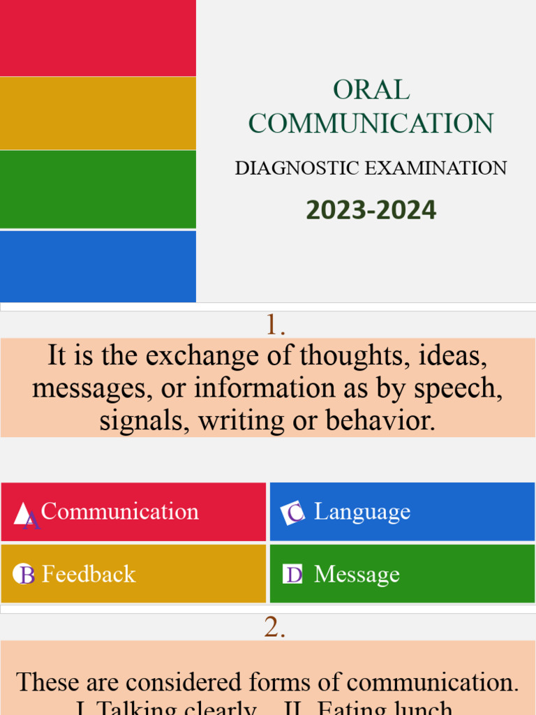 Diagnostic Exam Oral Communication 2023 2024 | PDF | Communication ...
