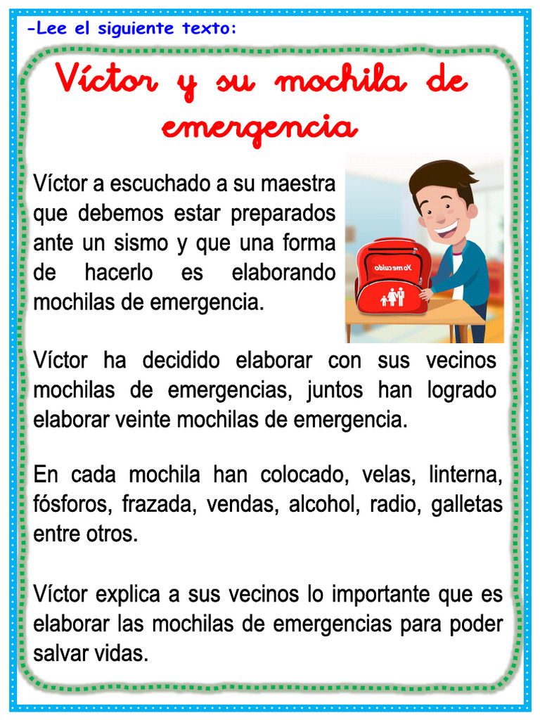 F. Victor y Su Mochila de Emergencia | PDF