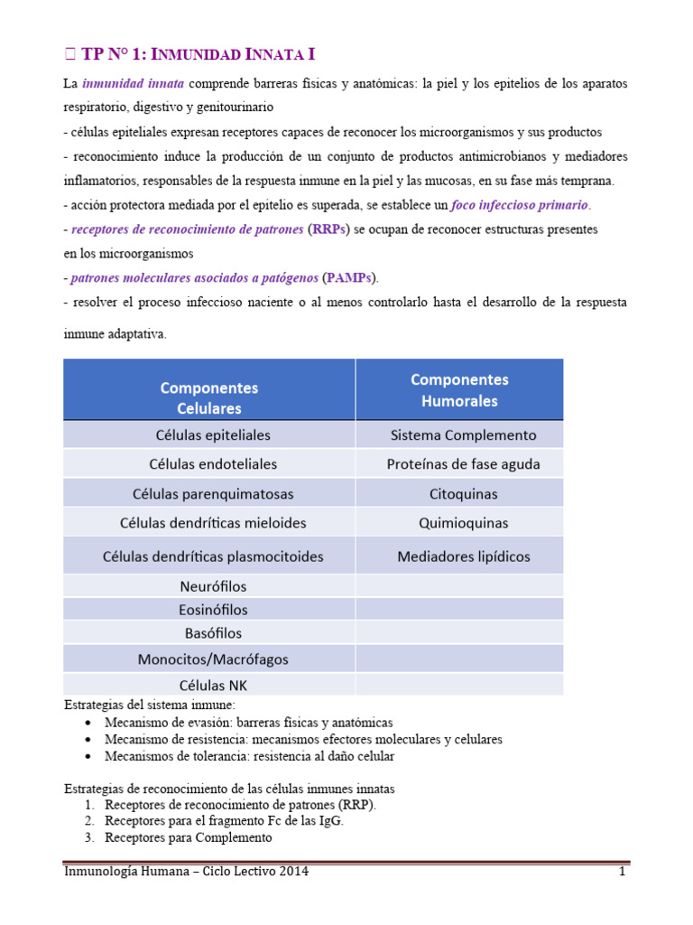 Resu | PDF | Sistema complementario | Sistema inmune