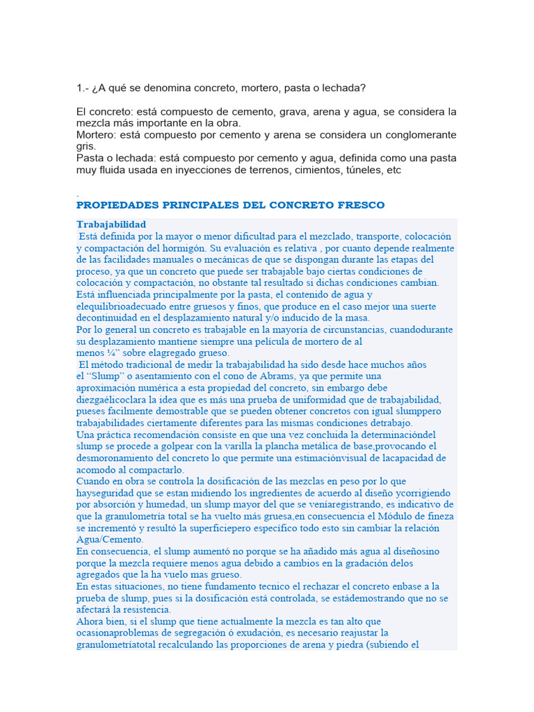 PC-1 - Tecnología Del Concreto | PDF | Hormigón | Cemento