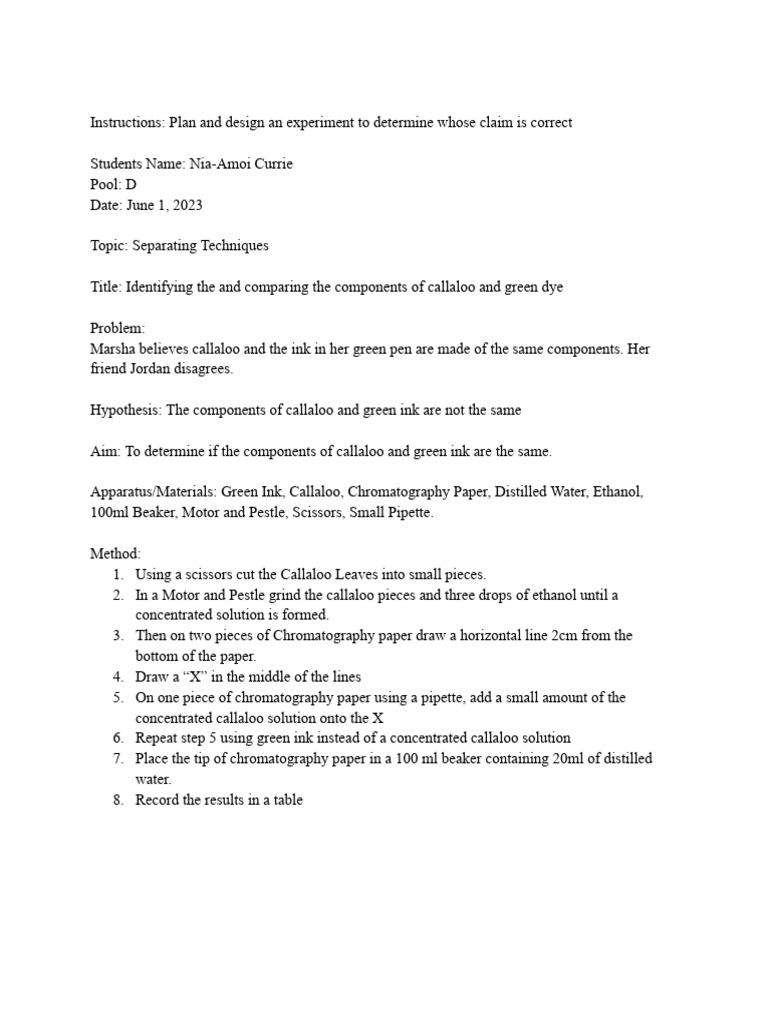 Chem PD Lab | PDF | Chromatography | Ink
