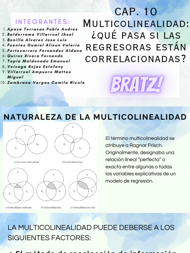 (Bratz) Capítulo 10 - La Multicolinealidad | PDF | Mínimos cuadrados ordinarios | Multicolinealidad