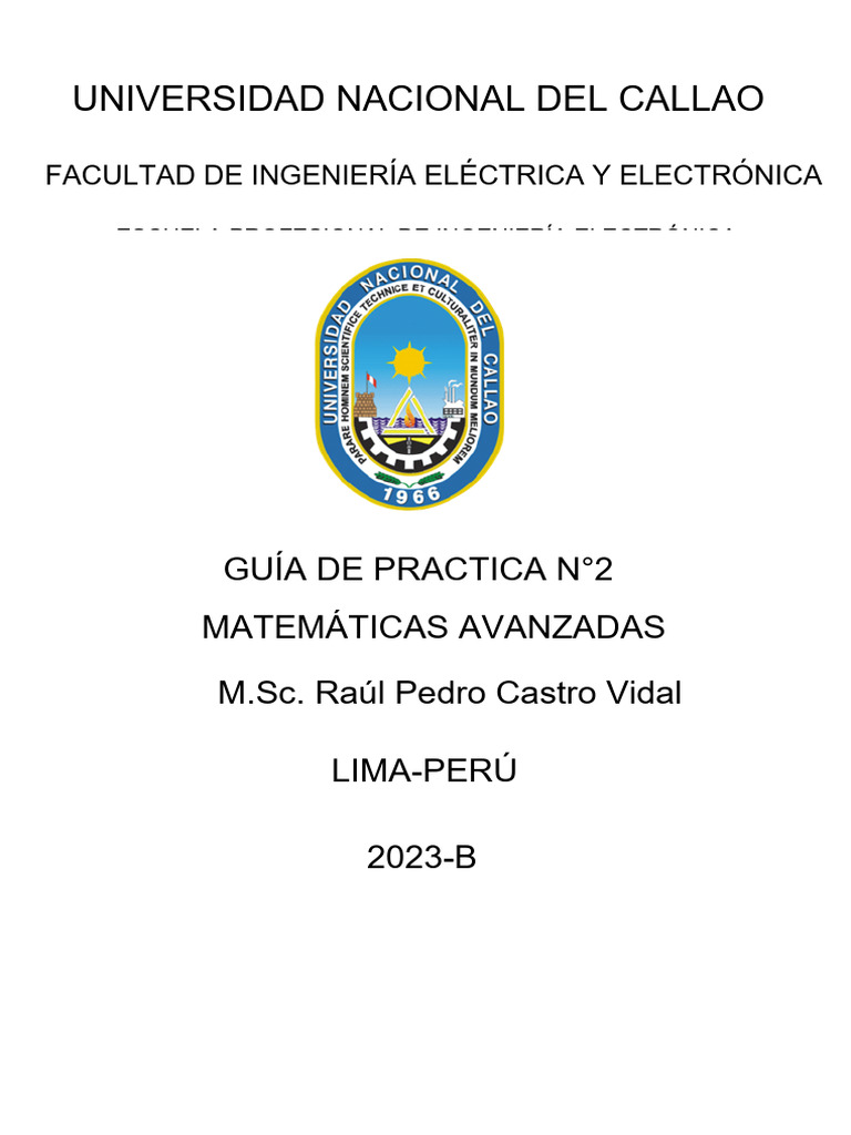 Guia - de PG de Mat - Avanzadas #2 Unac-Fiee 2023-B | PDF | Matemática Elemental | Análisis complejo