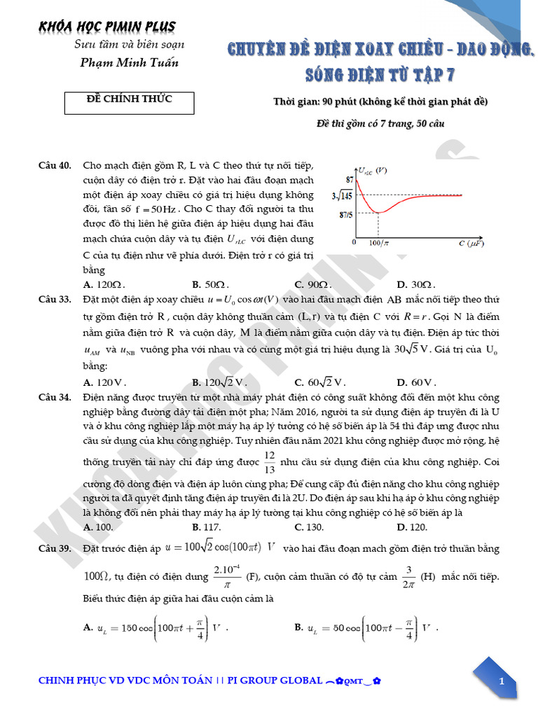Chuyên Đề Điện Xoay Chiều - Dao Động, Sóng Điện Từ Tập 7-1 | PDF