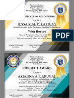 Matatag Certificate With Honors | PDF