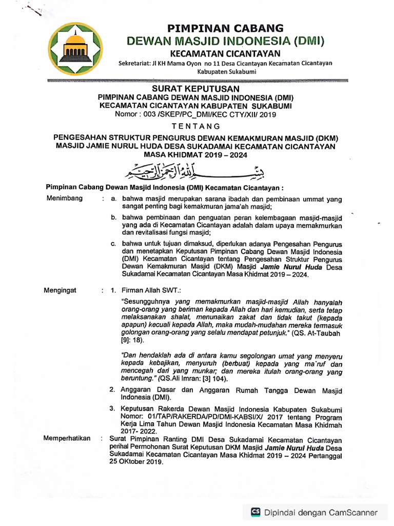 Contoh SK DMI Periode Sebelumnya | PDF