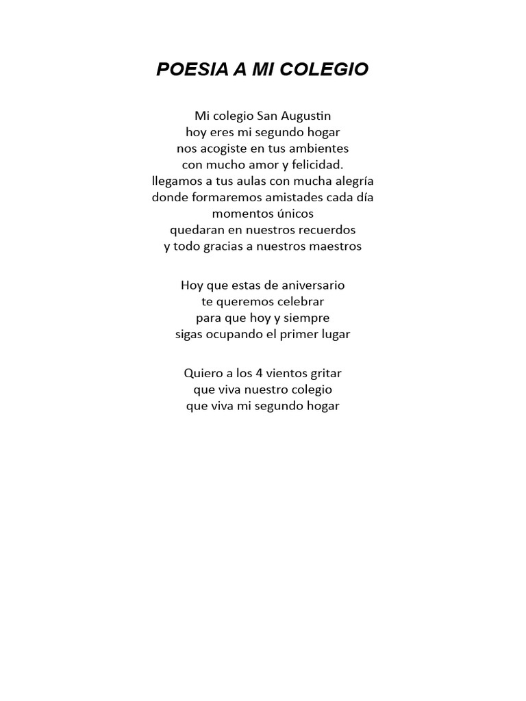 Poesia A Mi Colegio | PDF