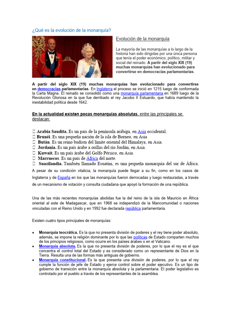 Qué Es La Evolución de La Monarquía | PDF | Monarquía | Monarquía absoluta