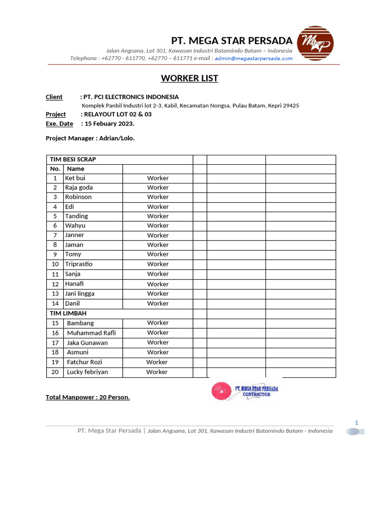 (Draft) MSP Worker List Cleaning Team | PDF