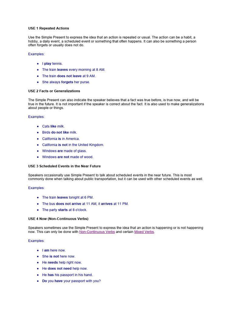Simple Present Tesne Note N Exercise | PDF | Grammar | Linguistics
