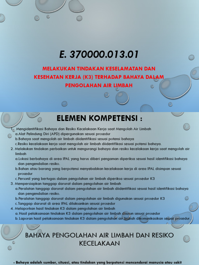 Kode unit_10 MELAKUKAN TINDAKAN K3 DALAM PENGOLAHAN AIR LIMBAH | PDF