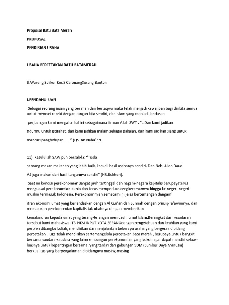 Proposal Batu Bata Merah | PDF