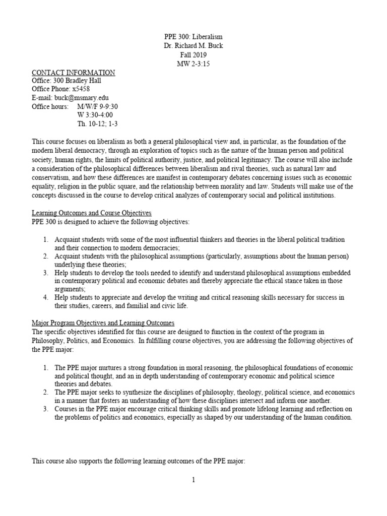 PPE 300 Syllabus | PDF | Thought | Reason