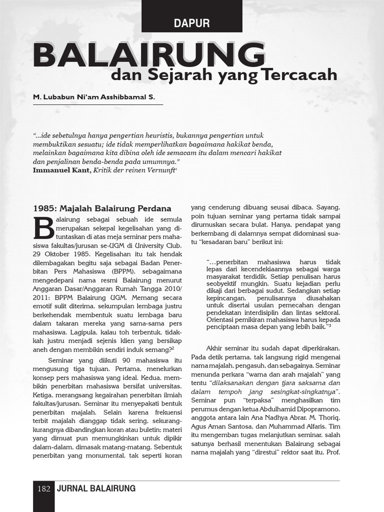 BALAIRUNG Dan Sejarah Yang Tercacah | PDF | Politik | Ilmu Sosial