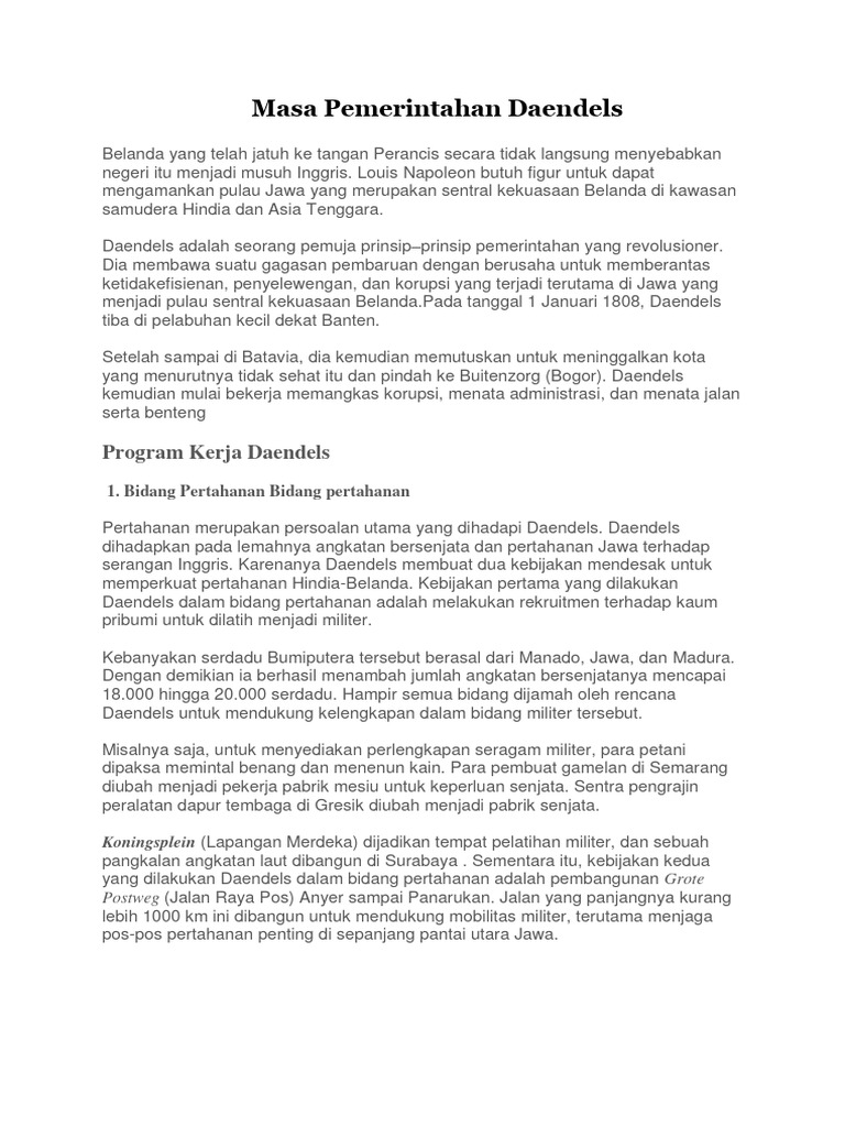 Masa Pemerintahan Daendels Dan Raffles | PDF