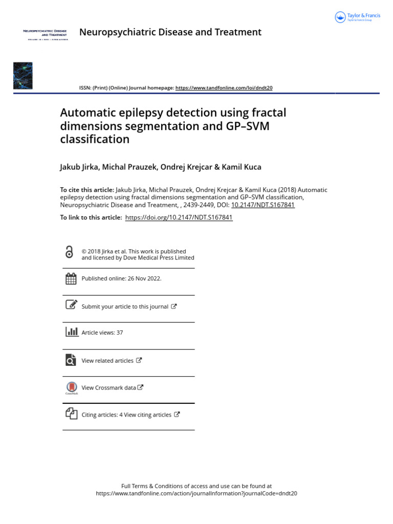 Automatic Epilepsy Detection Using Fractal Dimensions Segmentation and GP SVM Classification ...