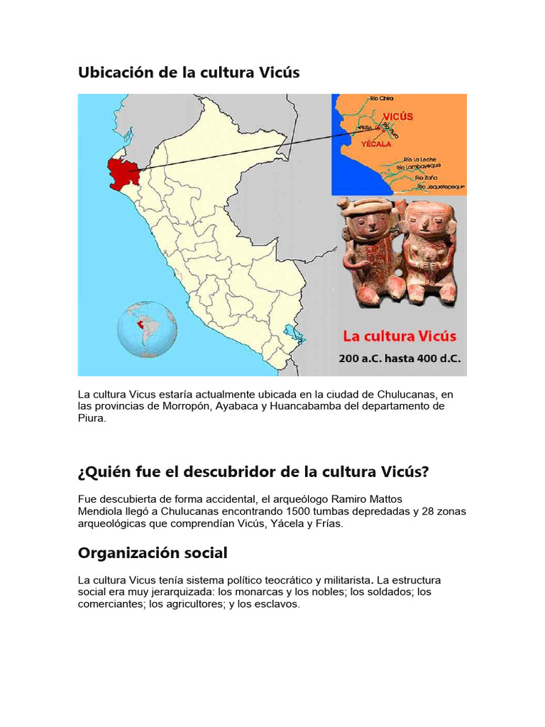 Ubicación y descubrimiento de la cultura Vicus | PDF