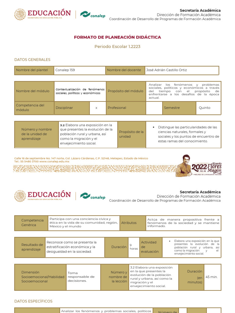 Formato Planeacion (SEMANA 10) Conalep | PDF | Evaluación | Aprendizaje