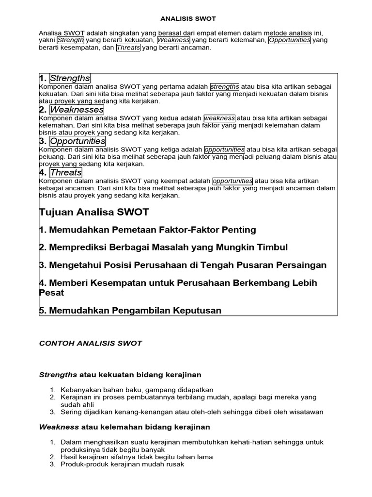 Analisis Swot | PDF | Ilmu Sosial | Griya & Taman