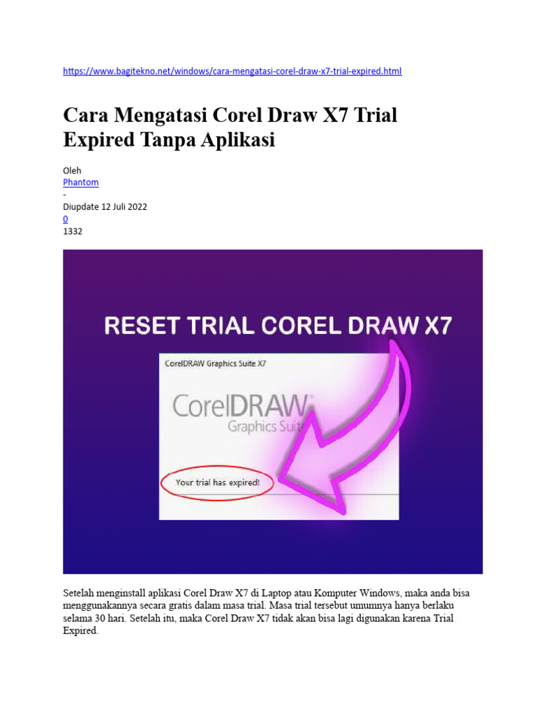 Cara Mengatasi Corel Draw X7 Trial Expired Tanpa Aplikasi | PDF
