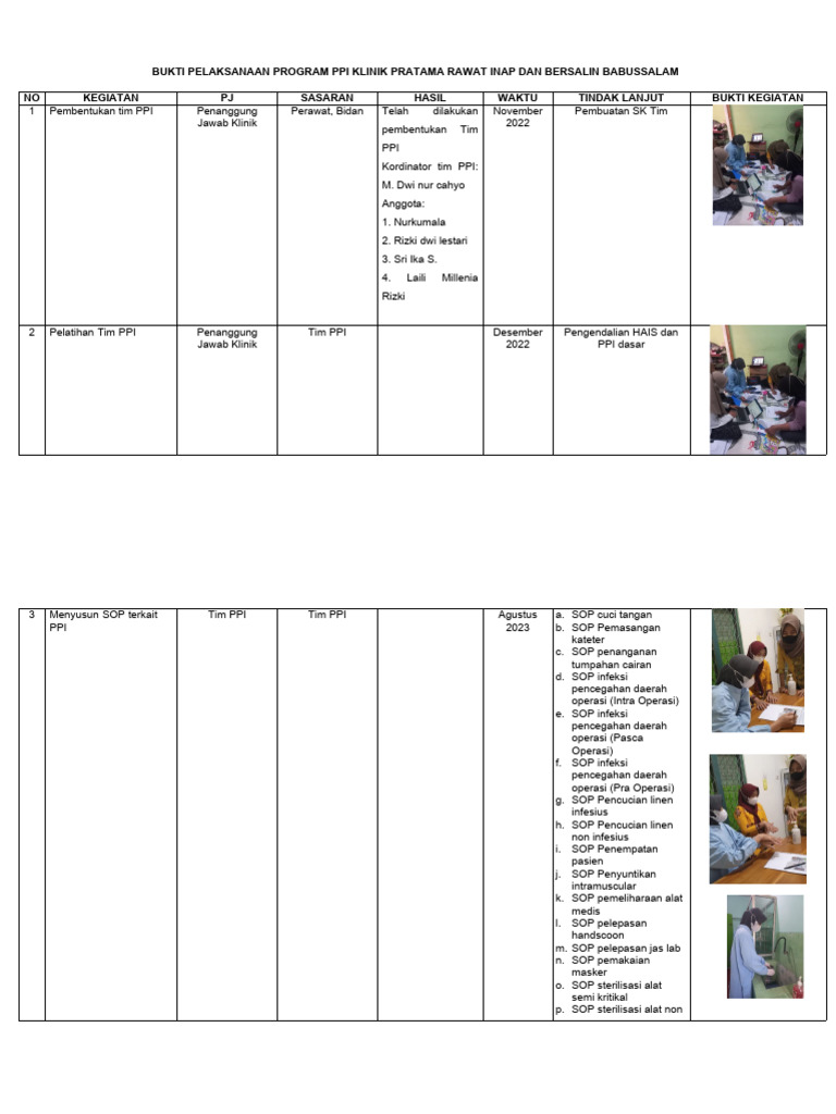Bukti Pelaksanaan Program Ppi | PDF