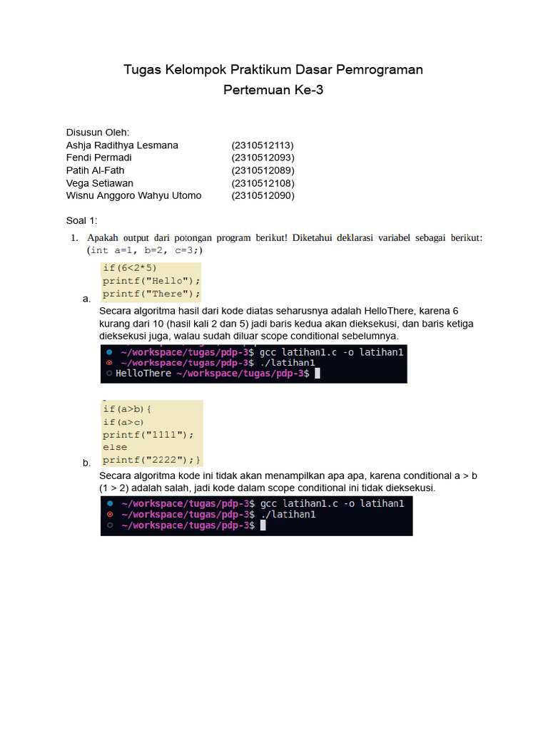 Tugas Kelompok Praktikum Dasar Pemrograman | PDF | Metode & Bahan Ajar