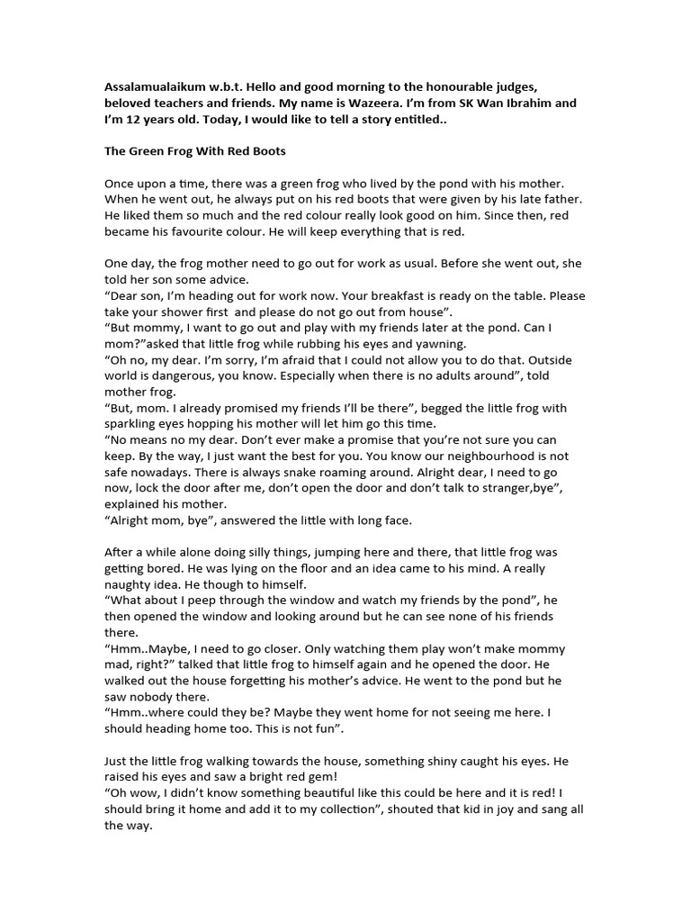 The Green Frog With Red Boots | PDF