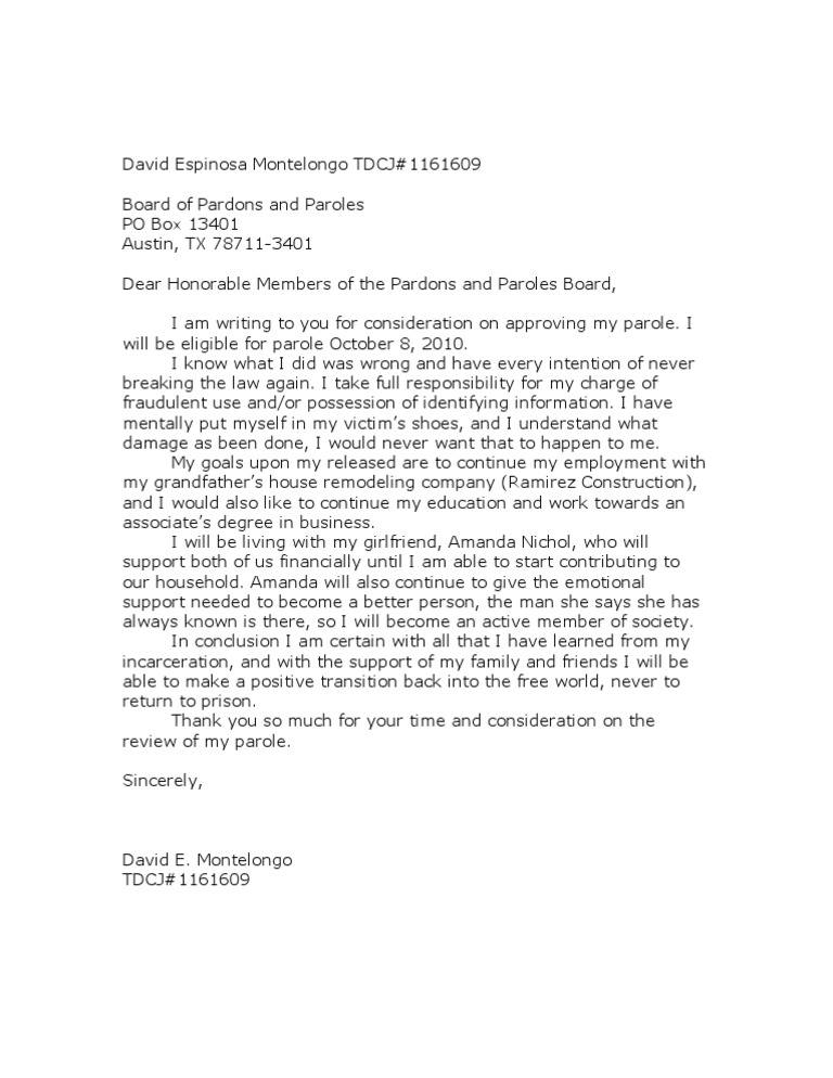 Self Support Letter | Crimes | Crime & Justice