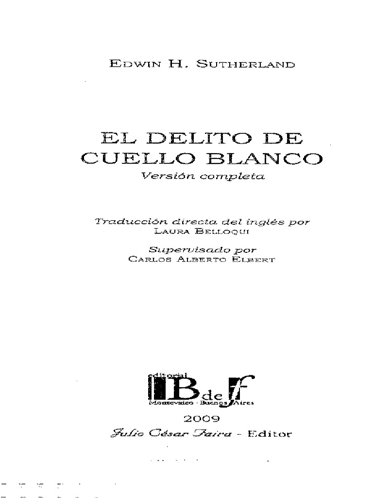 Sutherland - El Delito de Cuello Blanco | PDF