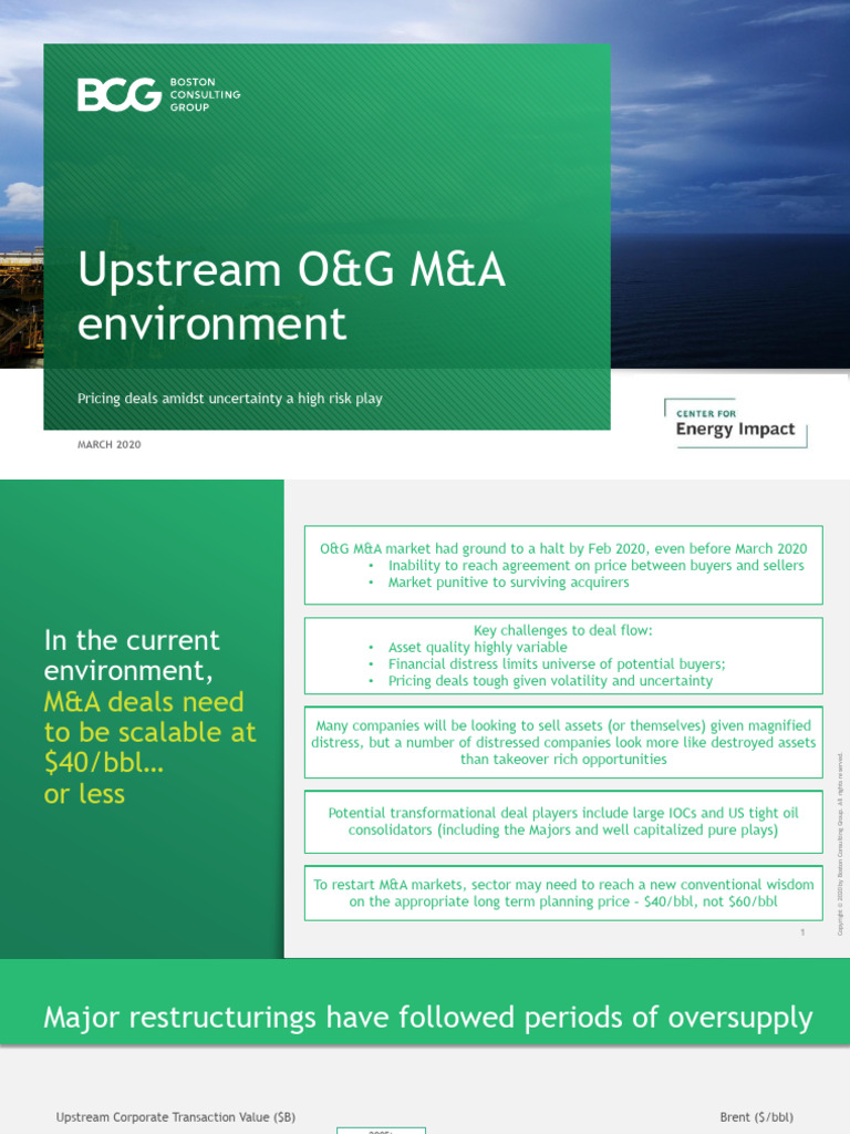BCG - Upstream M-A | PDF | Mergers And Acquisitions | Valuation (Finance)