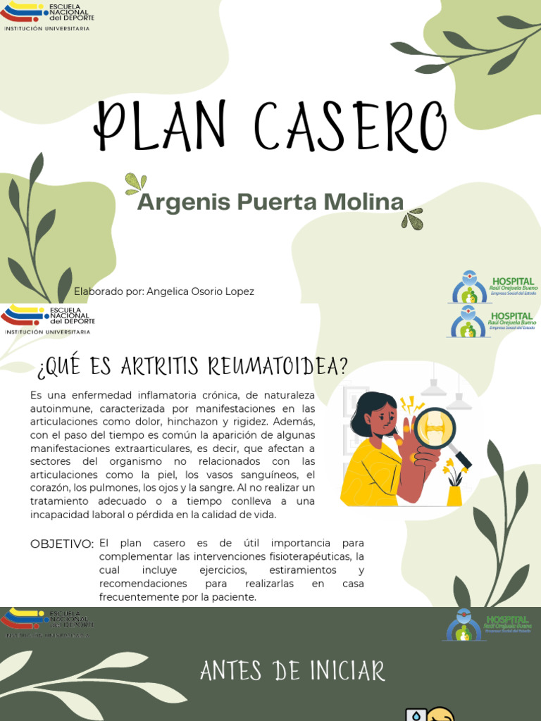 Plan casero fisioterapéutico para artritis reumatoidea | PDF | Artritis Reumatoide | Epidemiología