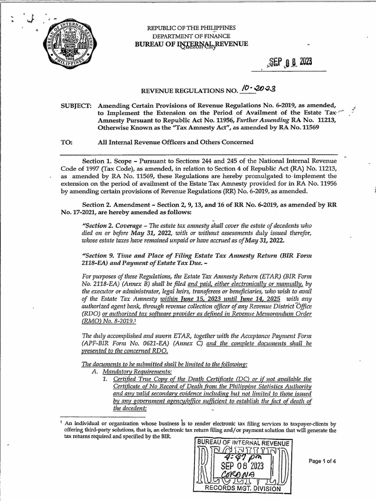 RR No. 10-2023 | PDF