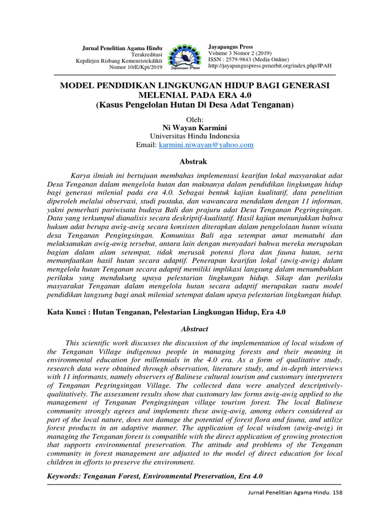 Pendidikan Lingkungan di Tenganan 4.0 | PDF | Ilmu Sosial