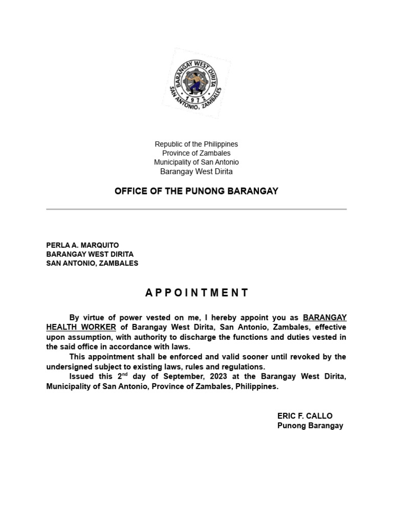 Appointment Letter | PDF