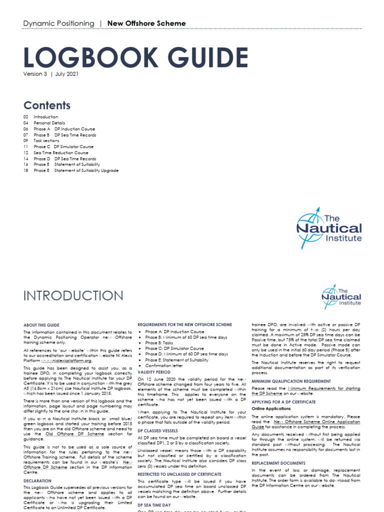 New Offshore Scheme Logbook Guide v3 July 2021 | PDF