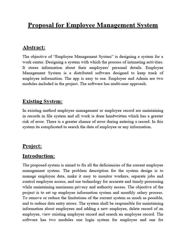Proposal for Employee Management System | PDF