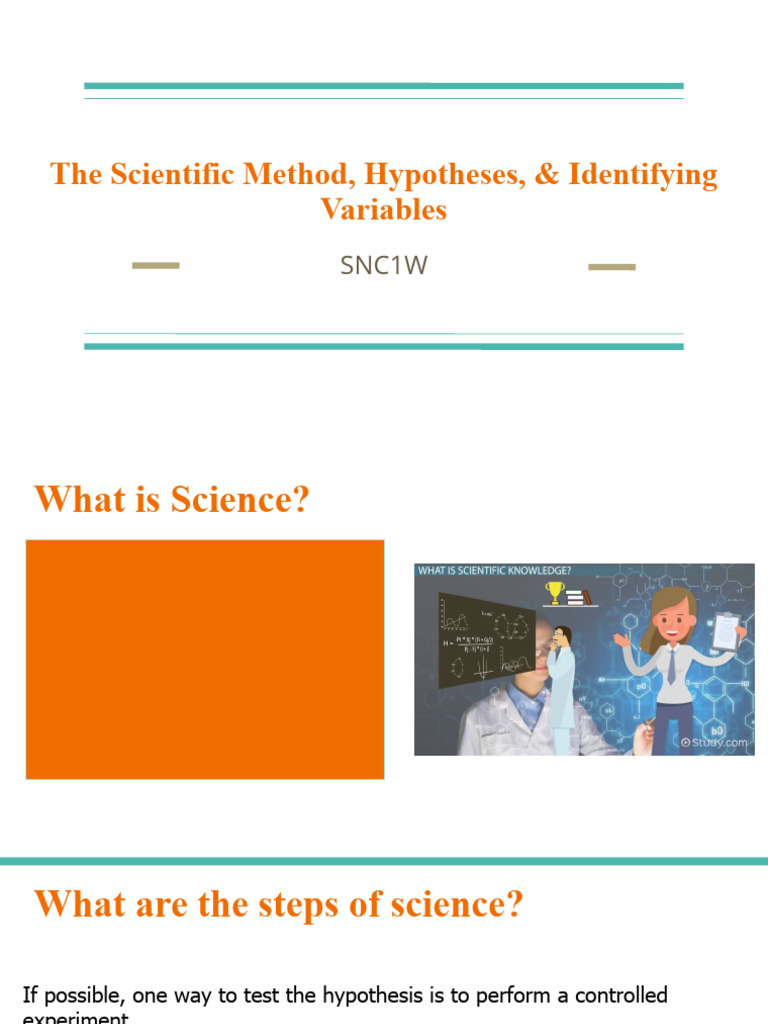 The Scientific Method, Hypotheses, & Identifying Variables Slides | PDF | Scientific Method ...