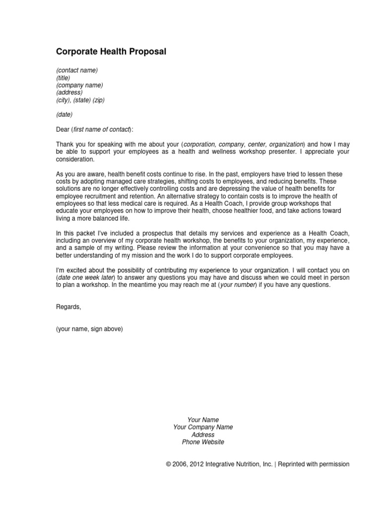 2 Corporate Health Proposal | Download Free PDF | Health Care | Business