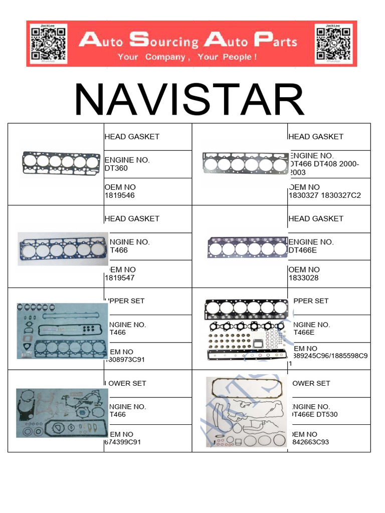 NAVISTAR Recommend Head Gaskets | PDF | Valve | Machines