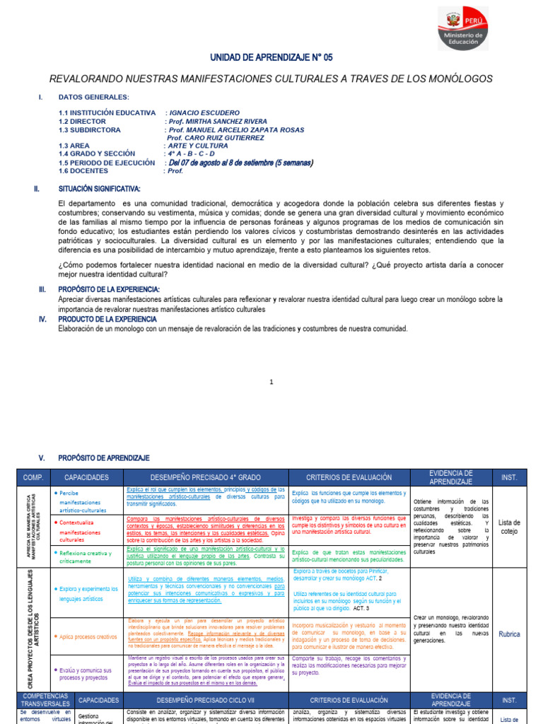 Uda 5 - 4to Sec | PDF | Aprendizaje | Evaluación