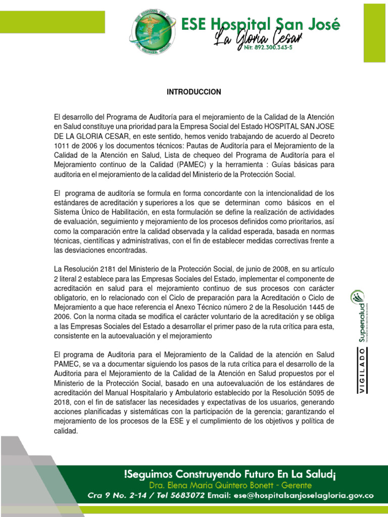Modelo Pamec | PDF | Calidad (comercial) | Evaluación
